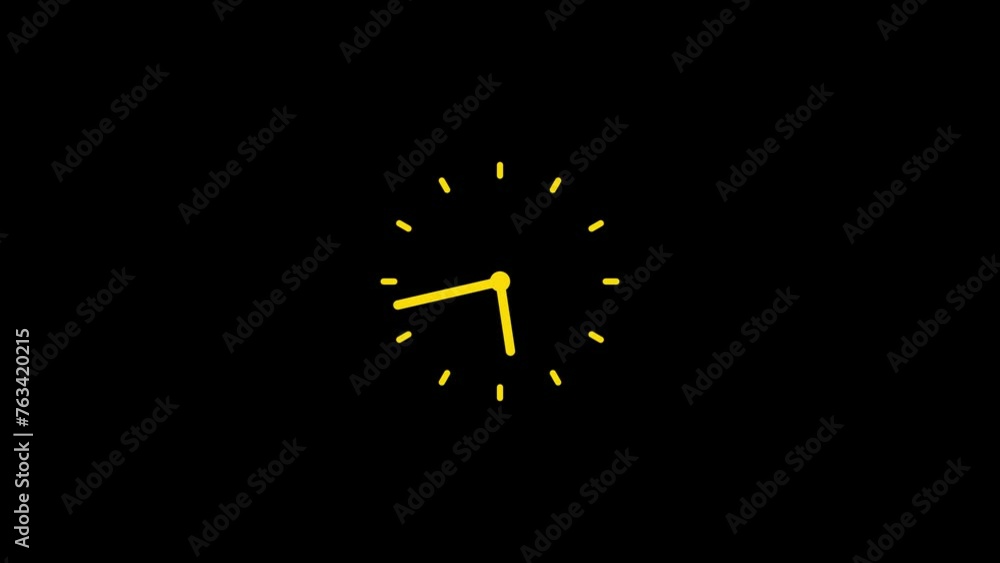 Clock icon with moving arrows in 12 hour loop. 4k wall clock animation ...