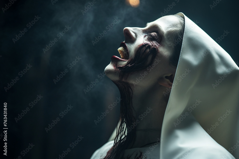 Generative AI picture of monastery sister nun priest cursed possessed ...