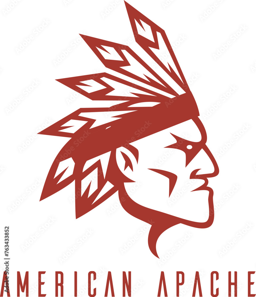 American Apache Indian Logo. Cherokee character icon design. Ethnic ...