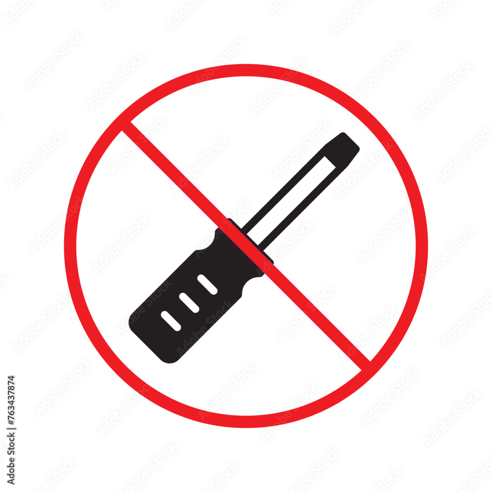 Prohibited screwdriver vector icon. Turn-screw tool flat sign design ...