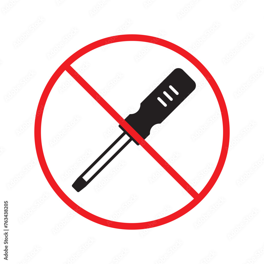 Prohibited screwdriver vector icon. Turn-screw tool flat sign design ...