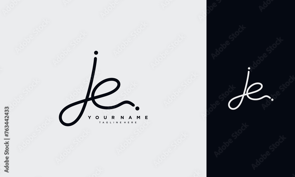 initial letter JE handwriting and signature logo Typography Vector ...
