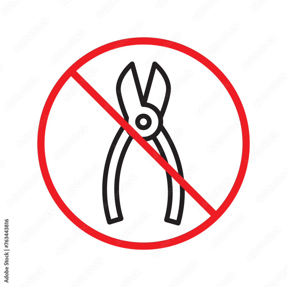 Forbidden wire cutter vector icon. Pliers flat sign design. Warning ...