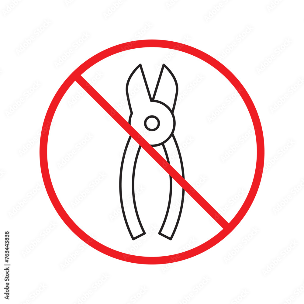 Forbidden wire cutter vector icon. Pliers flat sign design. Warning ...
