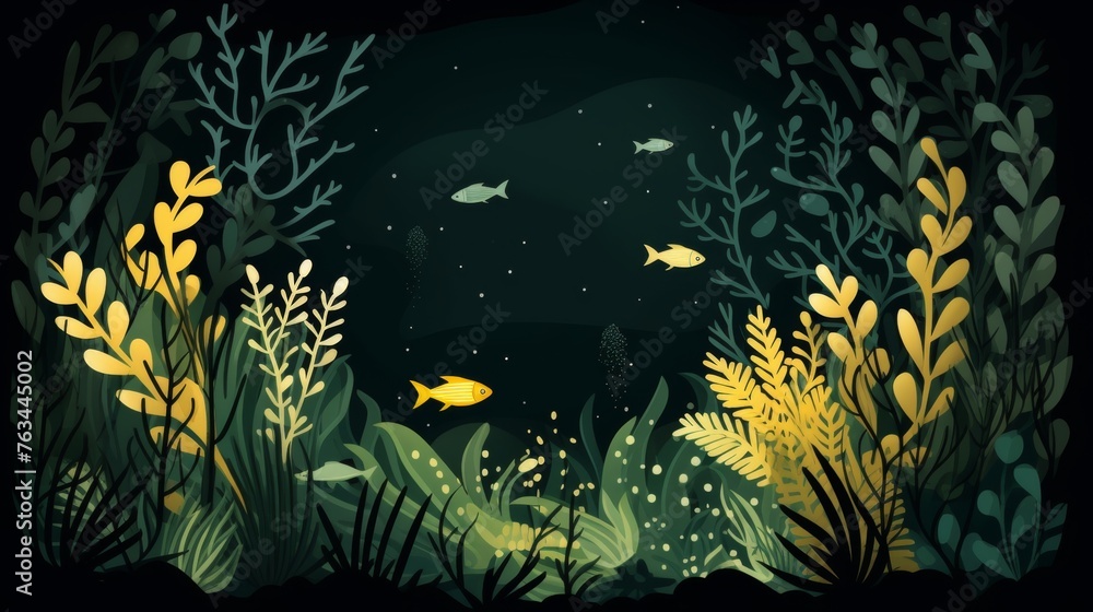 Underwater flora corals and seaweed creating a vibrant sea plants ...