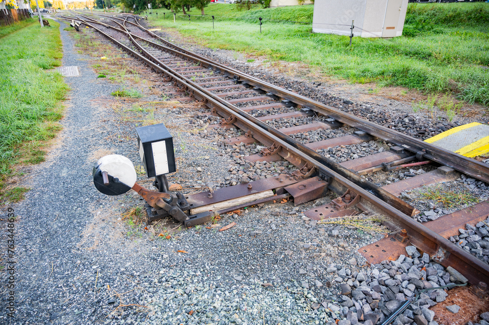 railway junction and switch. side view.railway junction and switch ...