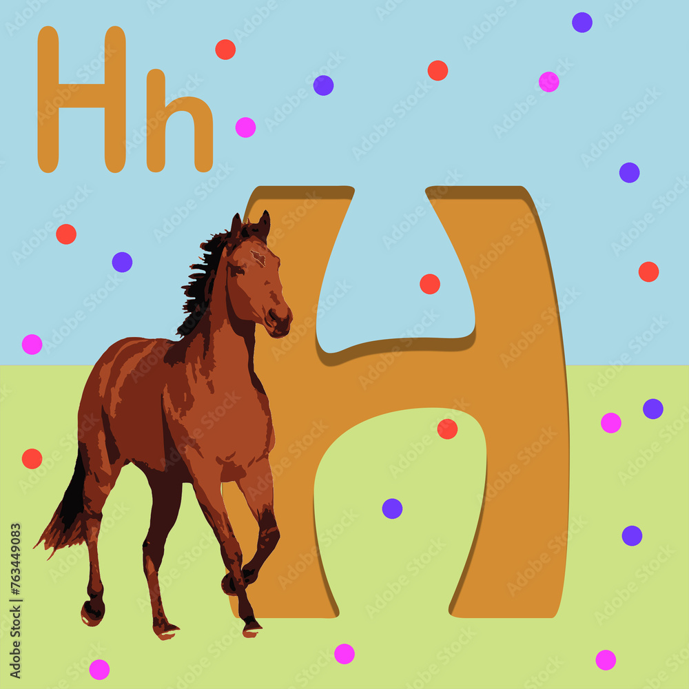 alphabet letter H, H for Horse. ABC TO Z , Colorful animal alphabet ...