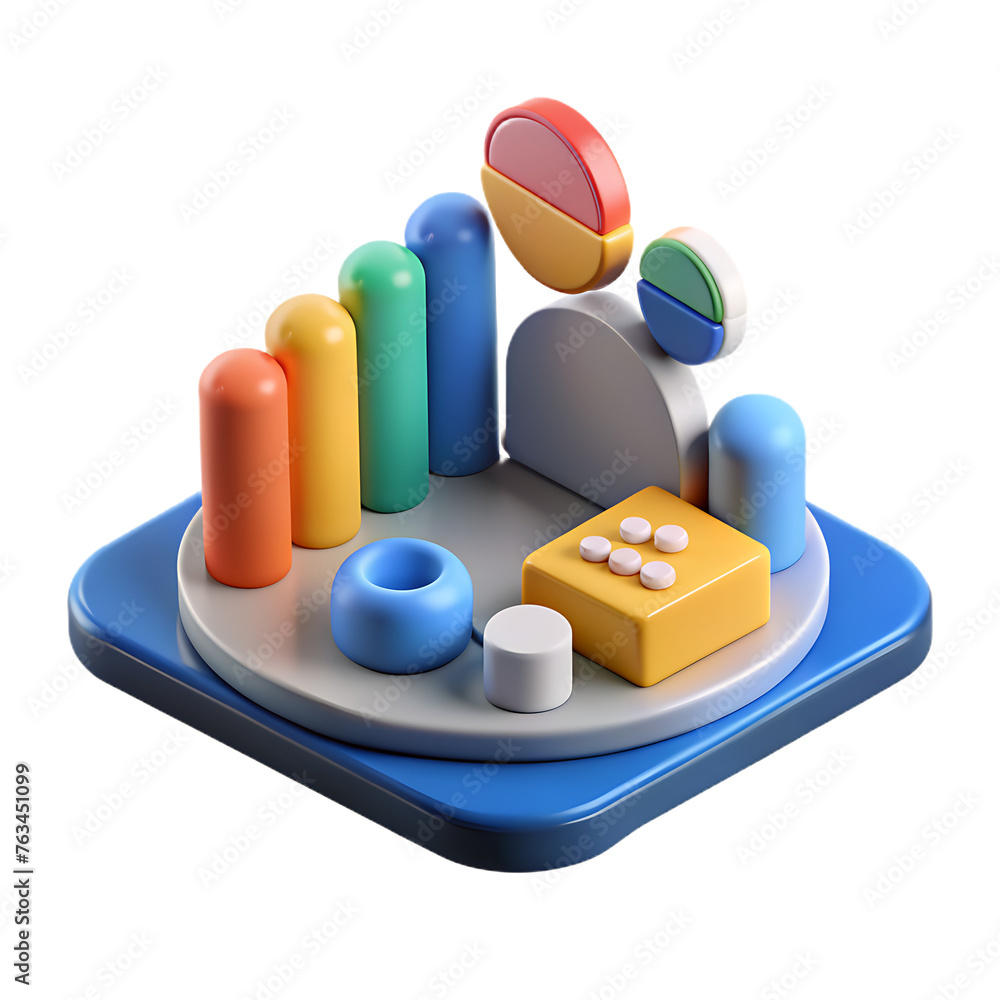 3d graphical analysis with finance on the sheet of financial report on ...