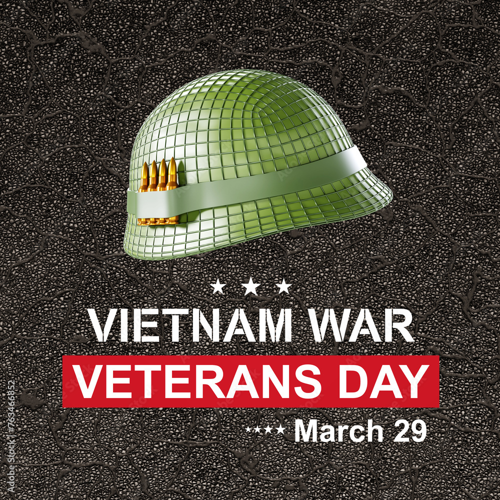 Helmet with text on a white background for Vietnam War veterans ...