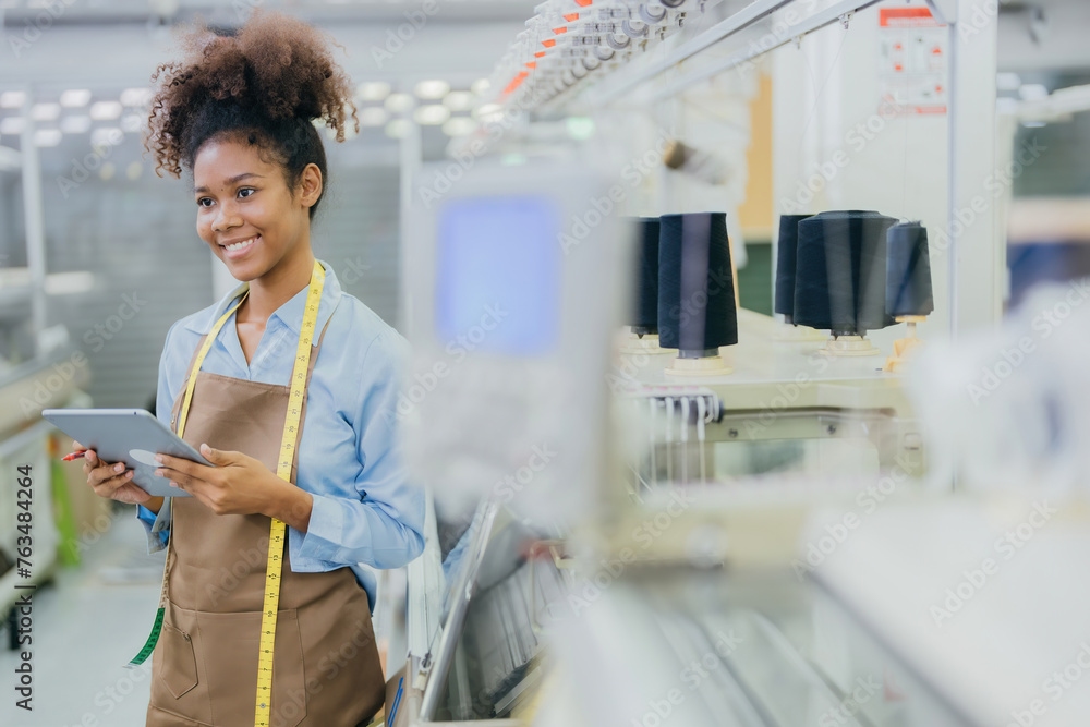 Presenter, American female seamstress, designer, designing clothes ...
