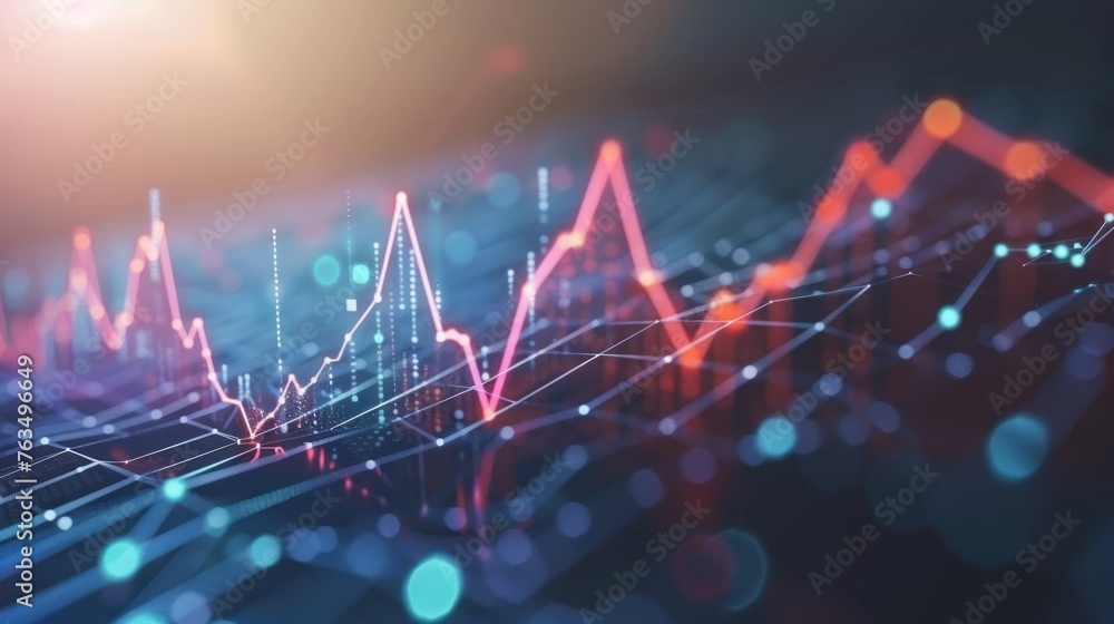 Growth strategy business graph analysis concept on finance chart data diagram 3d background ...