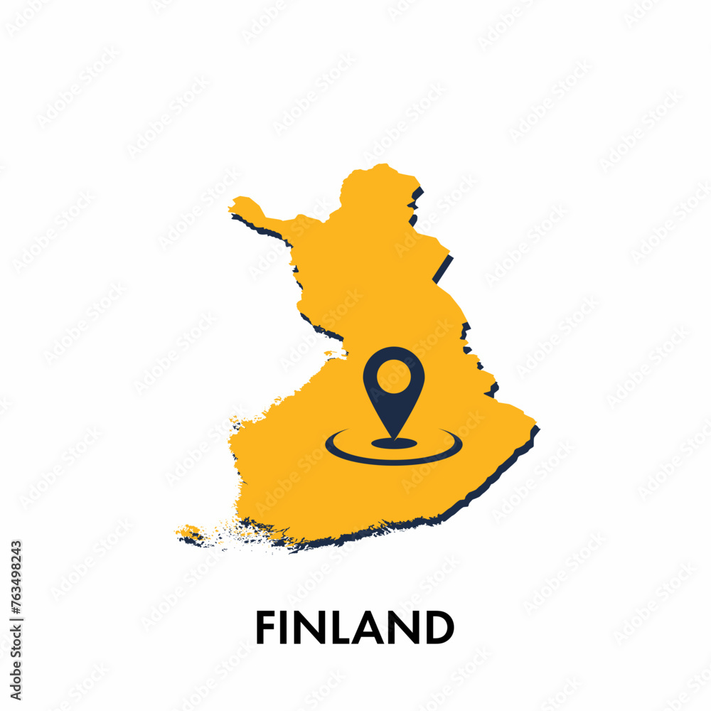 Finland map with location PIN isolated on white background, Concept of ...