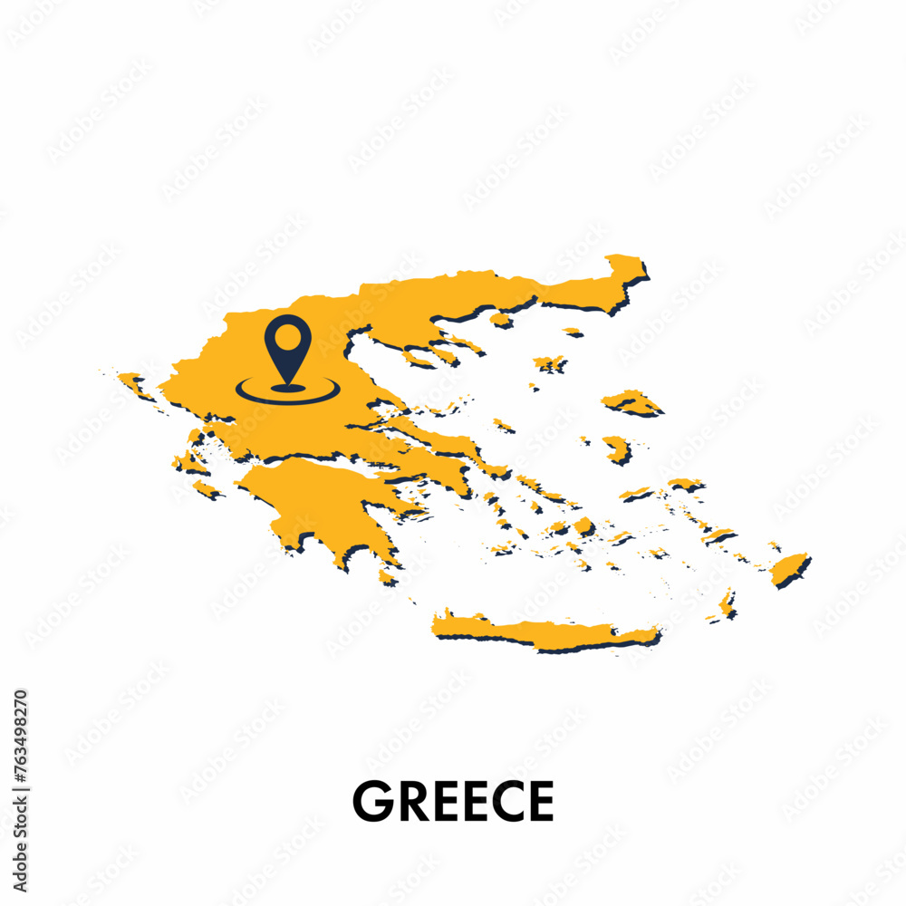 Greece map with location PIN isolated on white background, Concept of ...