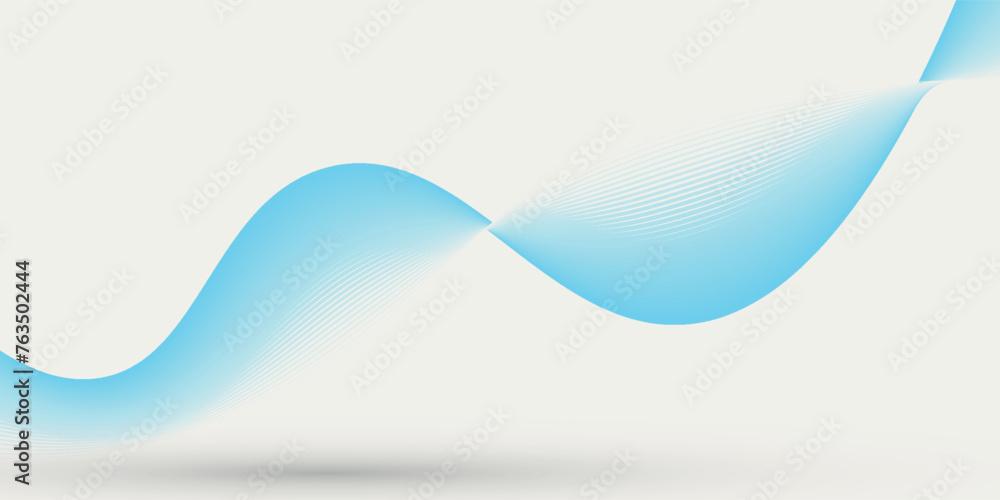 Wave with shadow. Abstract blue lines on white background. Line art ...