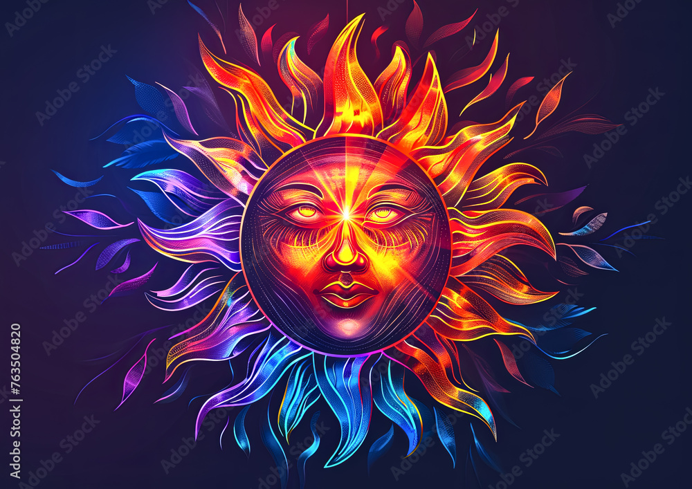 The sun was shining, pagan symbol. Universal Sun Symbol in ...