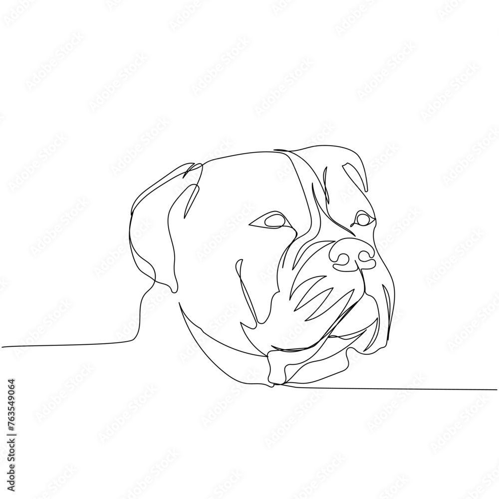 Vetor de American Bulldog dog breed, companion dog, guard dog one line ...