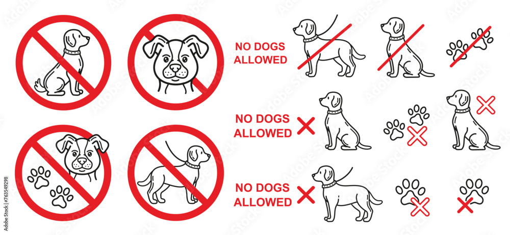 No dog animal allowed, prohibition sign, pet entry forbidden, danger ...