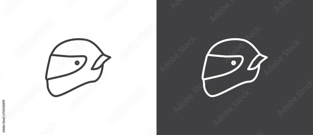 Fullface Motorcycle helmet vector icon set in line style. Safety riding ...
