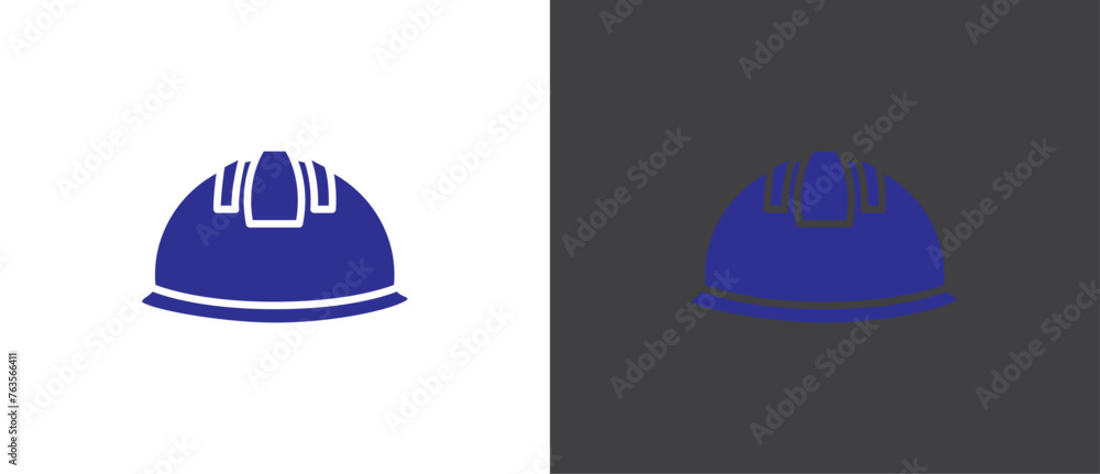 Blue Helmet icon. Flat icon of Helmet sign and symbol. Construction ...