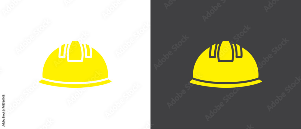 Yellow Helmet icon. Flat icon of Helmet sign and symbol. Construction ...