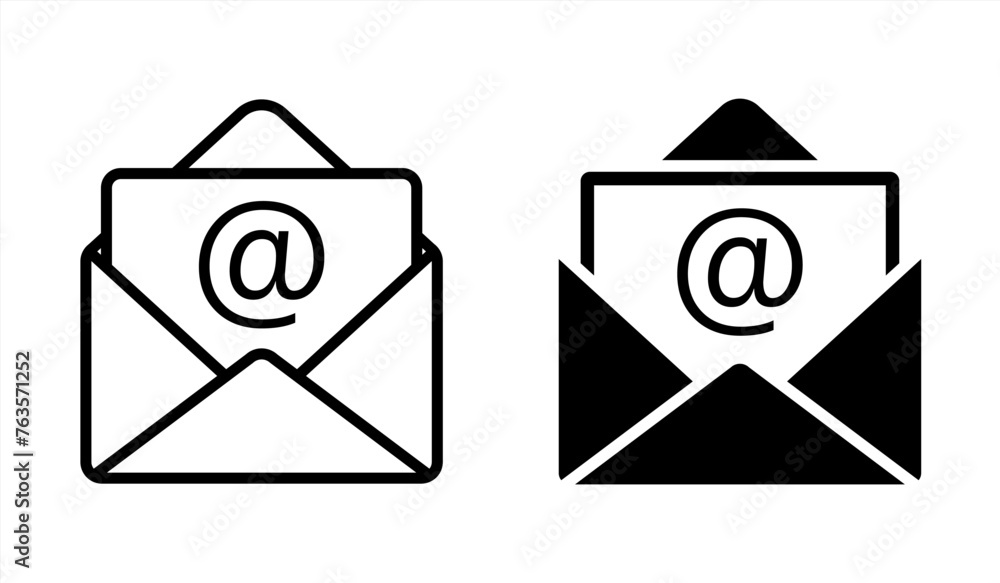Mail envelope icon vector on isolated background. Symbols of email flat ...