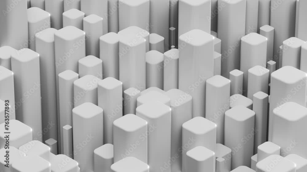 abstract white background with moving 3d objects, seamless loop Stock ...