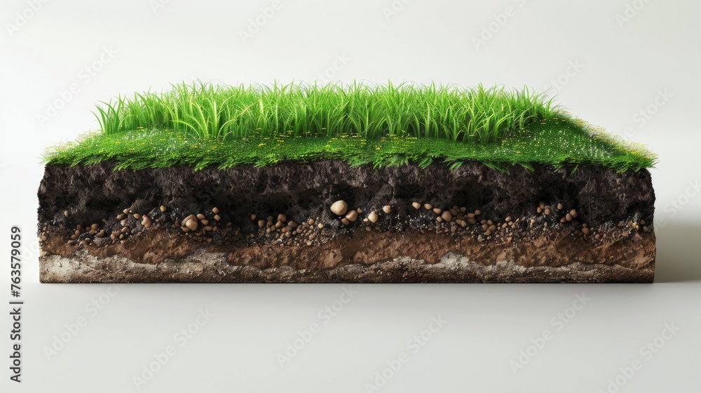 Cross-section of soil with grass layer Stock Illustration | Adobe Stock