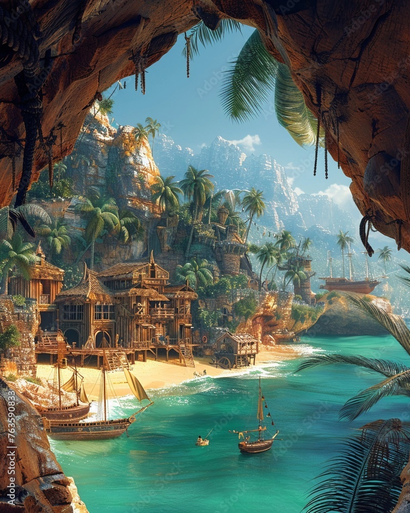 Capture the essence of a secretive pirate haven through a unique eye ...