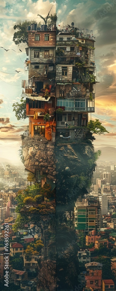 Illustrate economic inequality with a creative twist - use a split ...