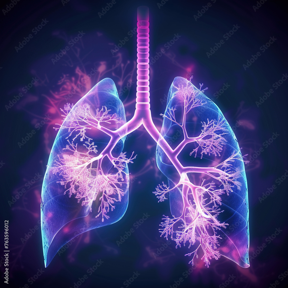 Respiratory radiance, bronchial tree glow, lung visualization, oxygen ...