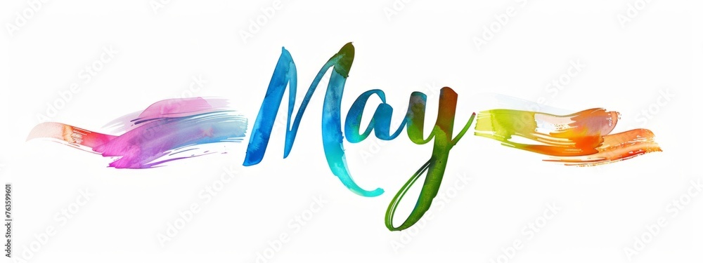 logo, elegant Style with the text "May", rainbow colors, simple line ...