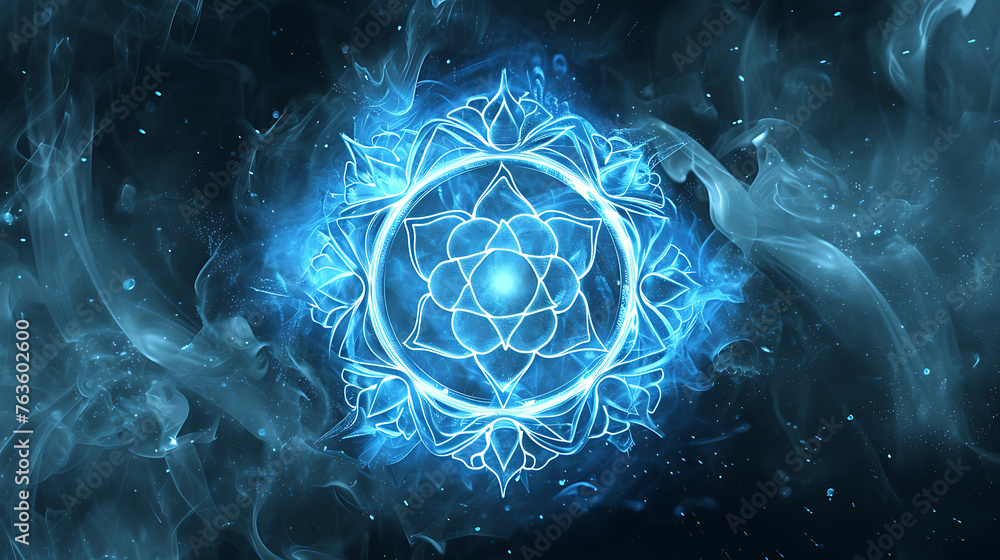 Vishuddhi throat chakra represented in a vibrant vector illustration ...