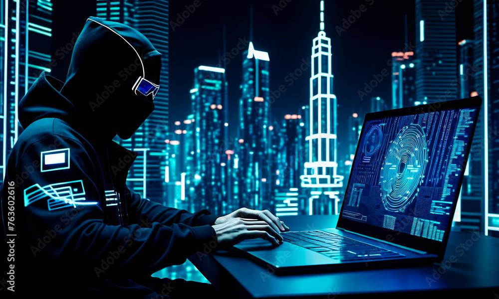 hacker with computer, cybercrime, cyberattack, hacker sits in a dark room Stock Photo | Adobe Stock