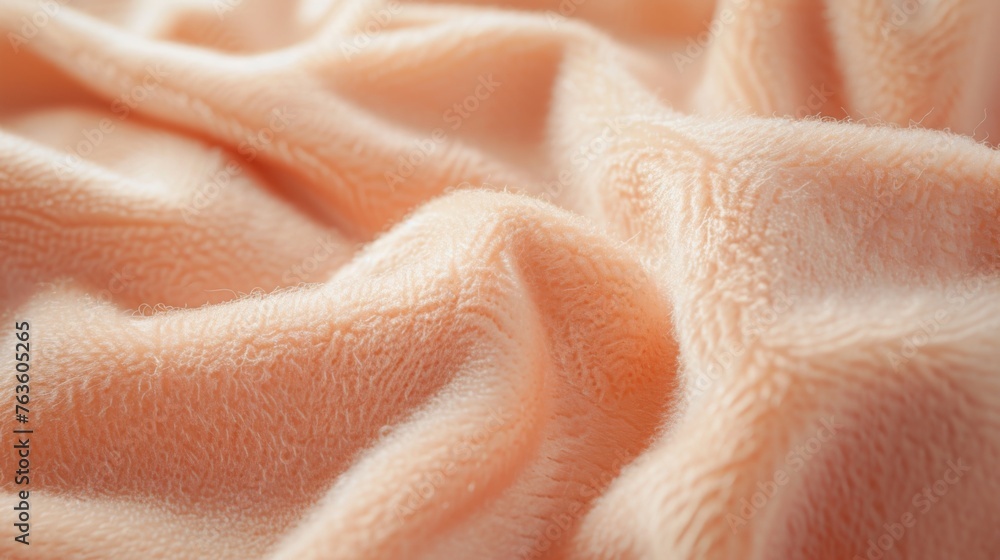 Trendy peach fur texture close up. Color of the year 2024 Peach Fuzz. Soft, textured surface of ...