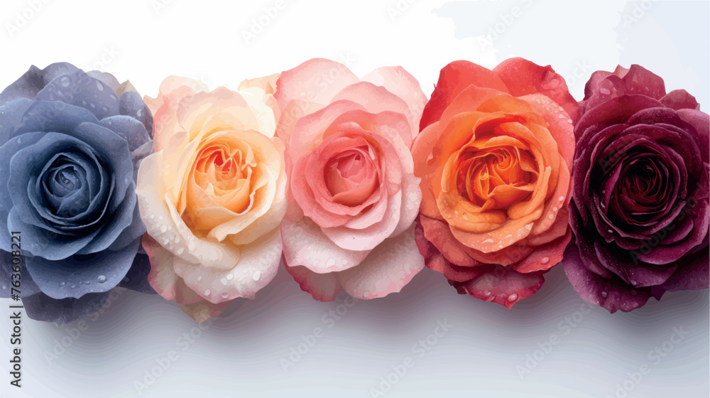 Photo wallpaper with different roses laid out in a row. Beautiful rose ...