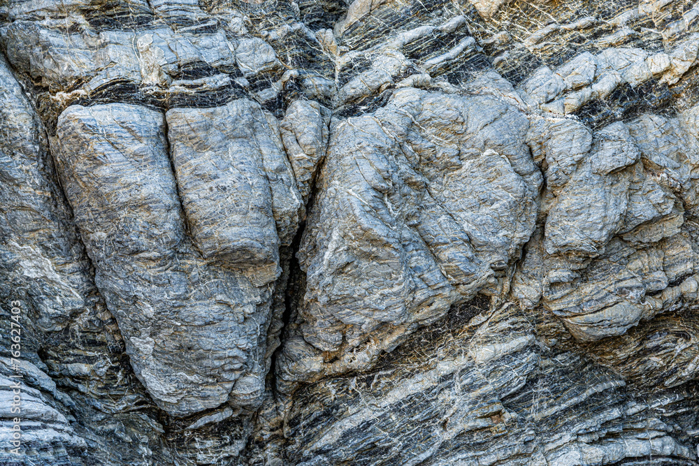 Nature force compressed cracked rock layers structure formation close ...