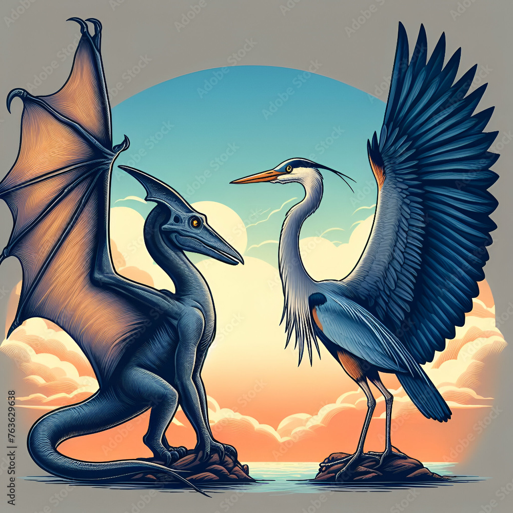 Cartoon of a Dangerous Jurassic Pteranodon Pterodactyl Flying Dinosaur ...