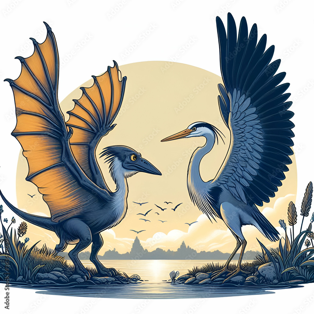 Cartoon of a Dangerous Jurassic Pteranodon Pterodactyl Flying Dinosaur ...