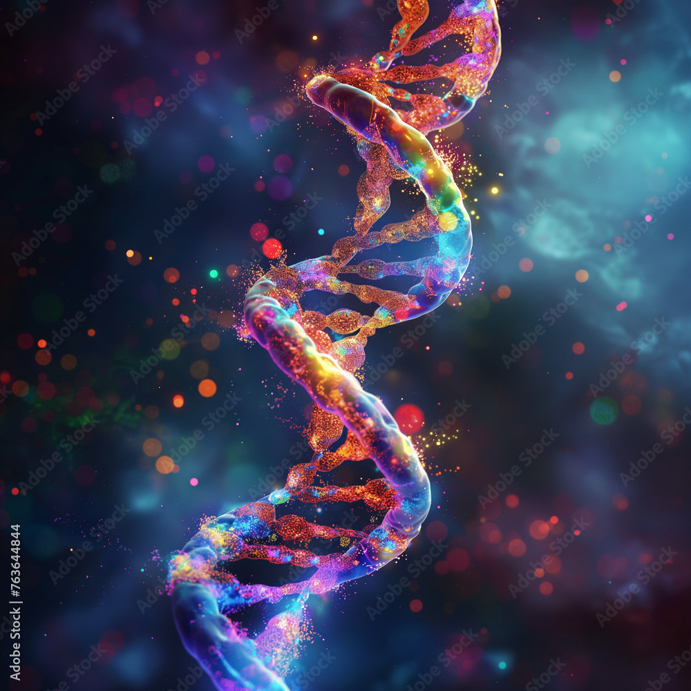 dna rna trhough the electron microscope colorful realistic render Stock ...