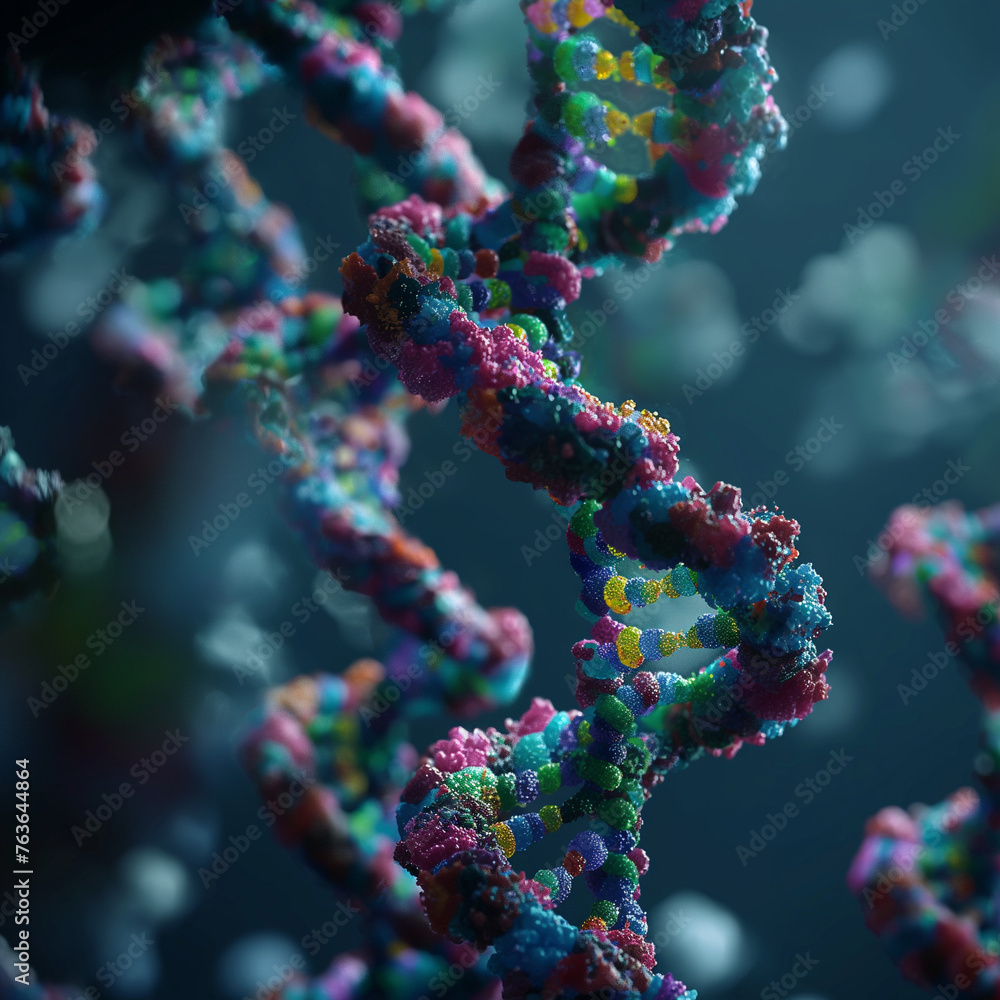 dna rna trhough the electron microscope colorful realistic render Stock ...