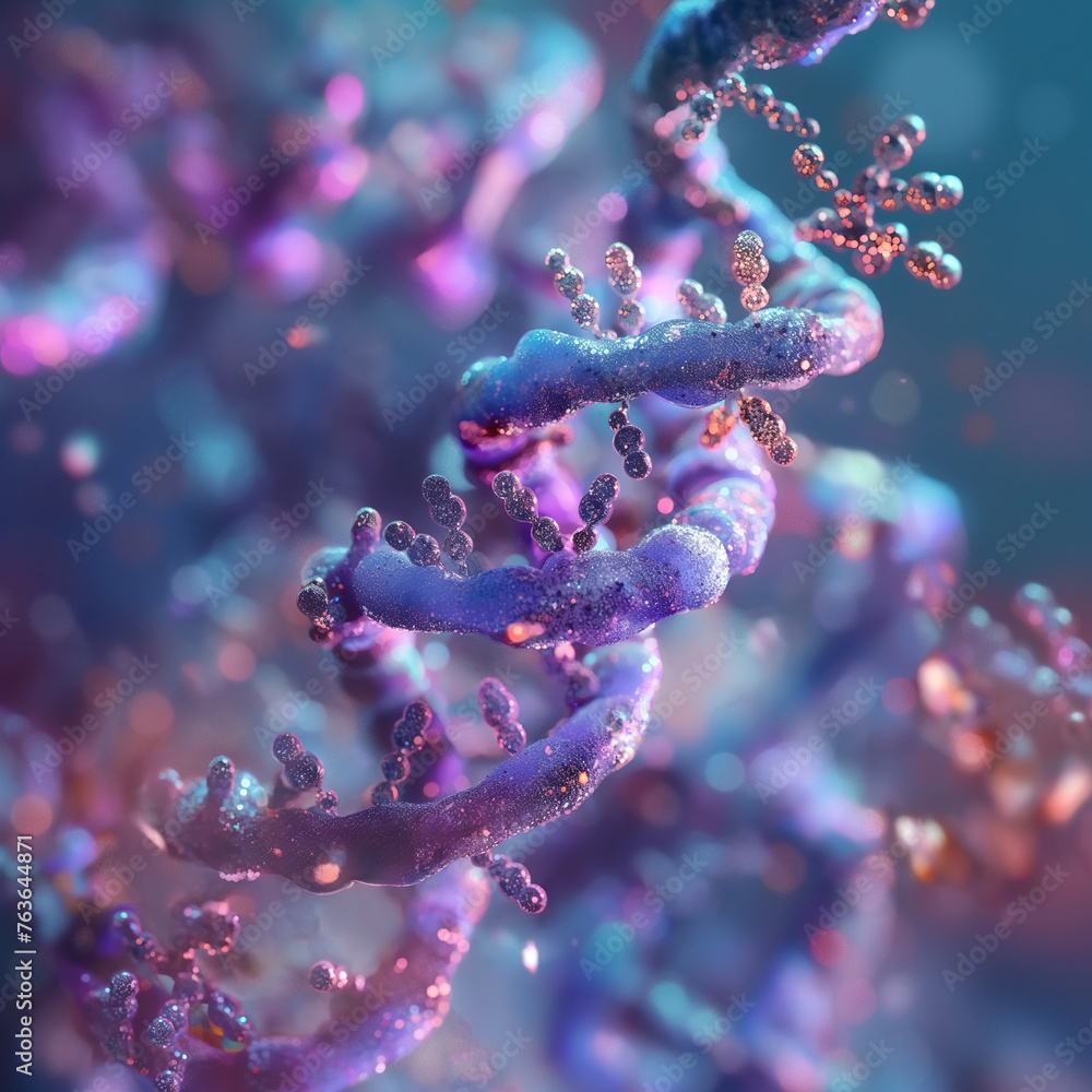 dna rna trhough the electron microscope colorful realistic render Stock ...