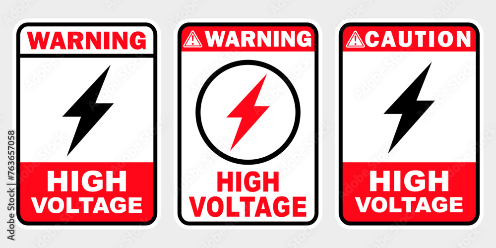 danger caution high voltage for electronic sticker signs labels ...