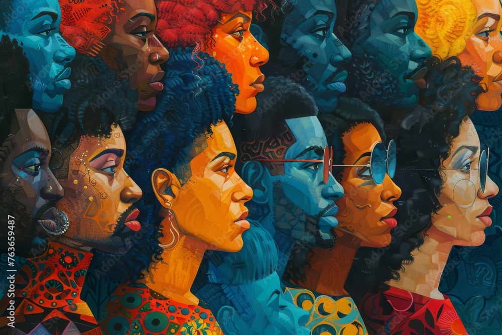 Colorful abstract of African women's faces obscured - Striking abstract ...