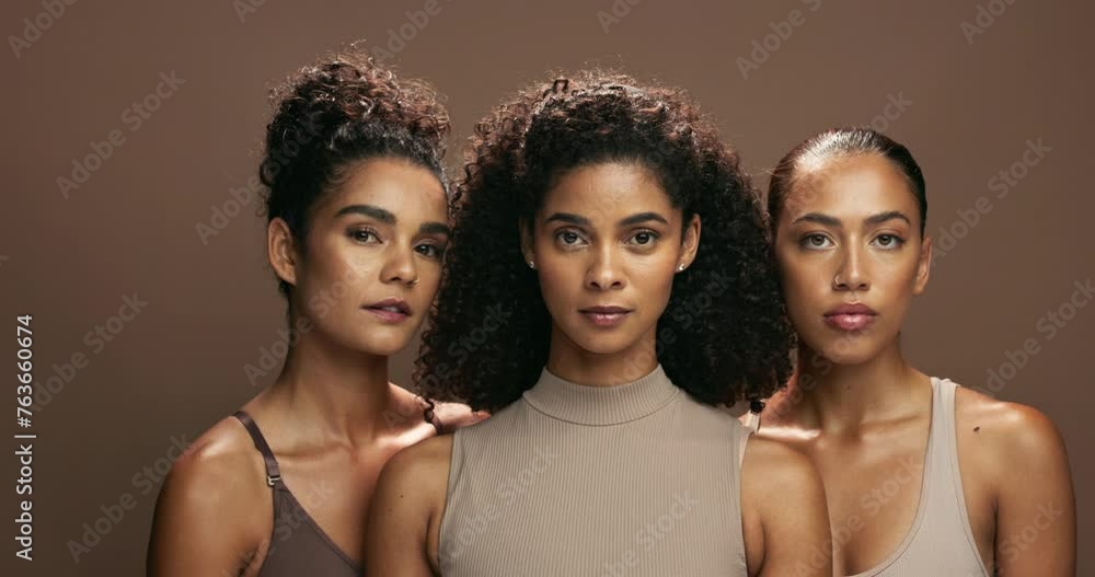 Group, portrait and women with beauty from skincare or dermatology on ...