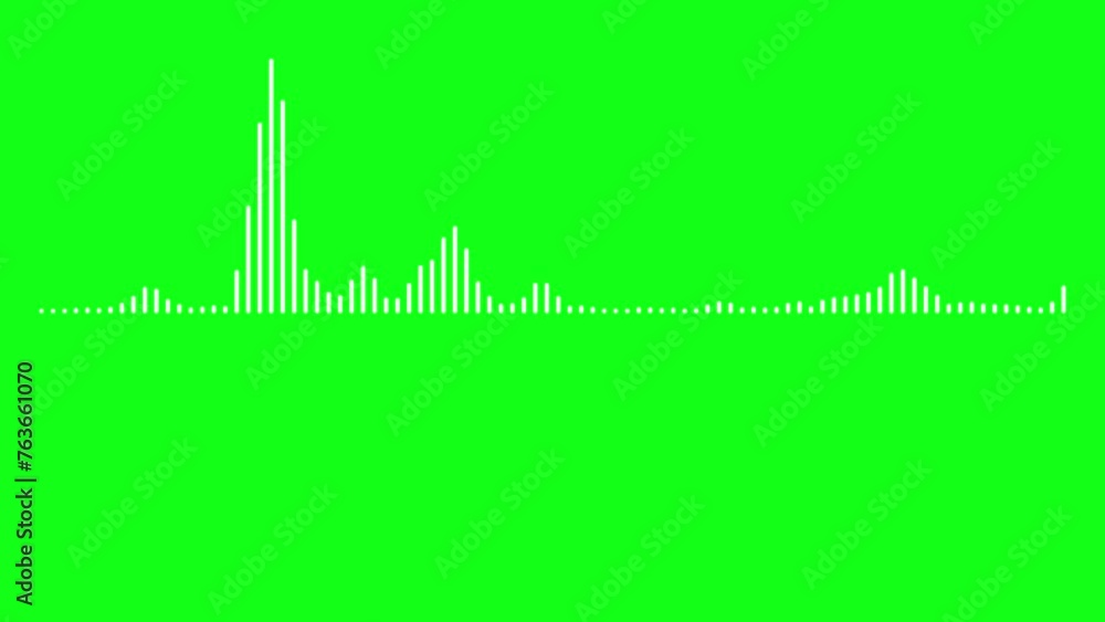 White audio waveform and audio spectrum green screen background ...