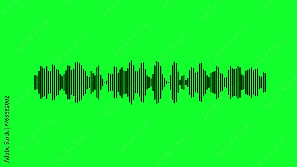 White audio waveform and audio spectrum green screen background ...