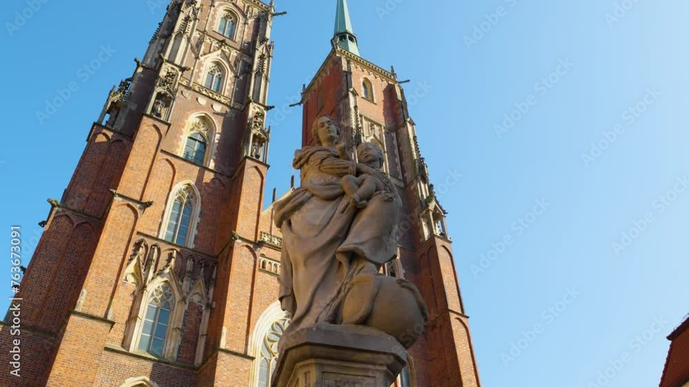 Statue of Our Lady Mother of God and Cathedral of St. John the Baptist ...