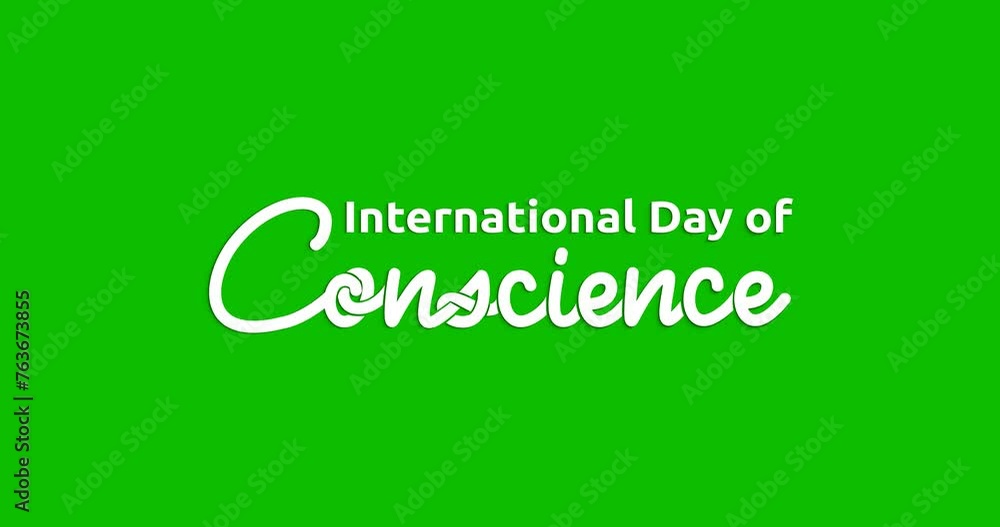International Day of Conscience text animation typography. Handwritten ...