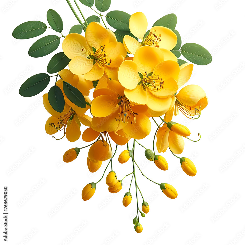 Yellow cassia fistula flower isolated on transparent background PNG ...