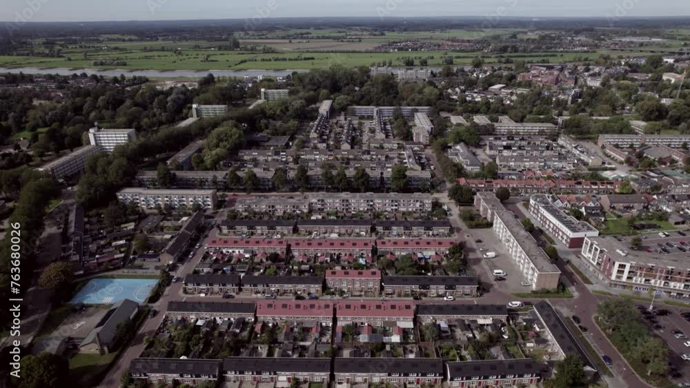 Dutch town neighbourhood and residential area showing aerial of ...